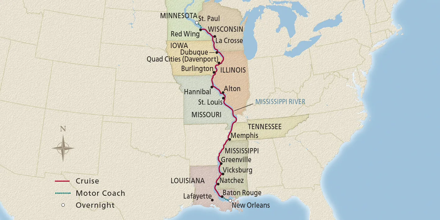 America's Great River - 2023 Itinerary - St. Paul, Minnesota to New ...