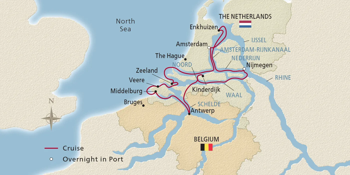 Tulips & Windmills - 2024 Itinerary - Amsterdam to Amsterdam | Viking®