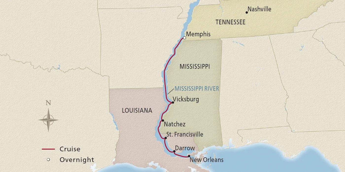 Mississippi Delta Explorer - 2024 Itinerary - New Orleans, Louisiana to ...